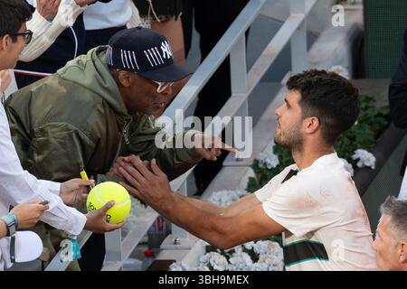 Spike Lee and Carlos Alcaraz attend the Roland Garros 2025 tournament ...