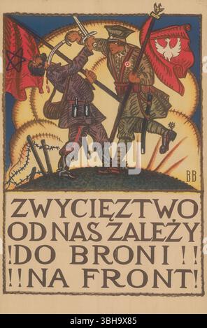 Poster from the Polish-Bolshevik war period: "Every threshold will be ...