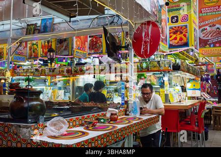 Food court, Coyoacan market, Mexico city, Mexico Stock Photo - Alamy