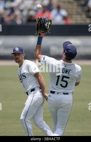 Miami Marlins' Connor Norby, right, is met by Heriberto Hernandez (64 ...