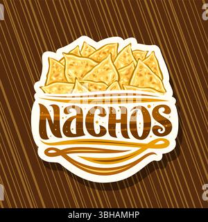 Vector logo for Nachos, decorative cut paper sign board with ...