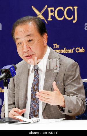 Yoshihiko Noda (C), President of Constitutional Democratic Party of ...