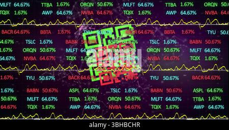 Displaying stylized QR code in data dashboard, with ticker percentages ...