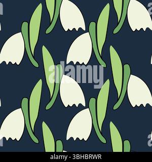 snowdrop stylized outline seamless pattern Stock Vector Image & Art - Alamy