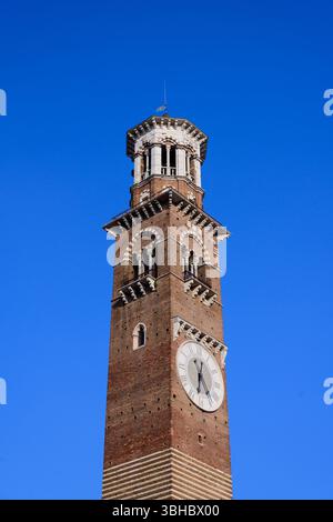 The Torre dei Lamberti is a clock tower in Verona, Italy Stock Photo ...