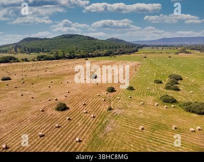 Drone aerial picture from a Hungarian landscape, near the small village ...