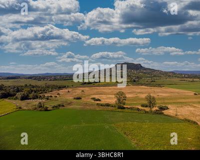 Drone aerial picture from a Hungarian landscape, near the small village ...