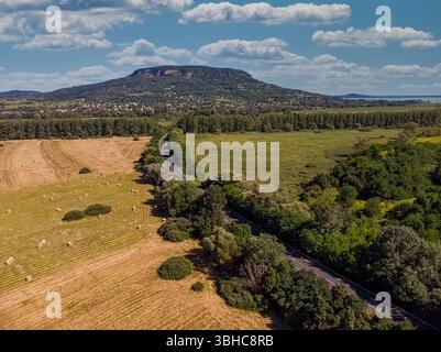Drone aerial picture from a Hungarian landscape, near the small village ...