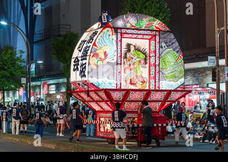 Hirosaki Neputa Festival. Immense and illuminated fan-shaped Neputa ...