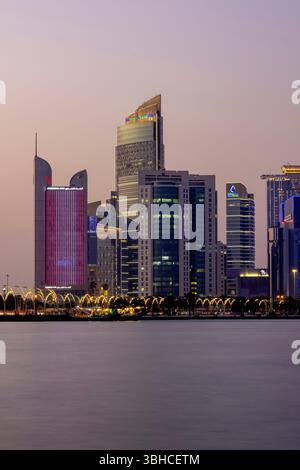 Qatar energy (Qatar petroleum) head office view with wahda bridge ...
