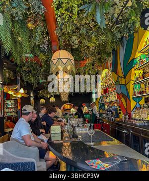 Split, Croatia, Group Tourists, Sharing Drinks inside Contemporary Bar ...