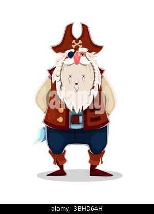 Old bearded corsair pirate cartoon funny character. Corsair sailor ...