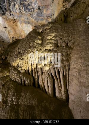 A flowstone formation with cave popcorn in Hansen Cave in Timpanogos ...