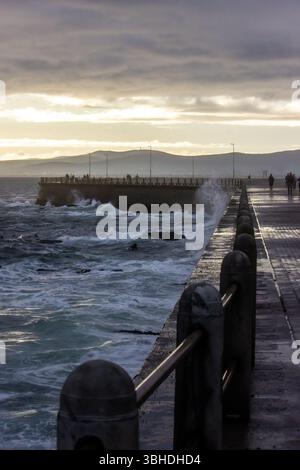 Waves breaking spectacular against the seawall below the Green Point ...