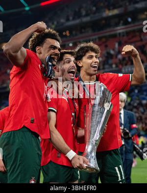 MUNICH, GERMANY - JUNE 08: Renato Veiga of Portugal celebrates after ...