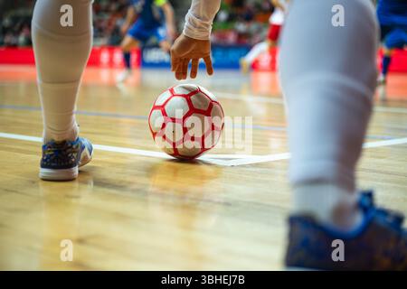 Legs of footballer during soccer game Stock Photo - Alamy
