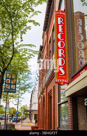 Eau Claire, WI, USA - 05-14-2025: Tourist-friendly street in downtown ...