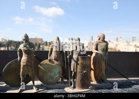 Military figurines on display along the Ramparts Walk in the Old City ...