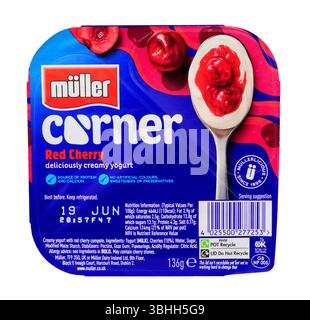 Muller corner red cherry fruit flavour compote yoghurt in a 136g pot ...