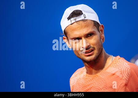 Juan Pablo Ficovich of Argentina in action against Kyrian Jacquet of ...