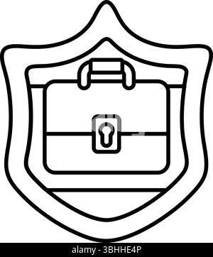 A black and white drawing of a briefcase with a keyhole. The briefcase ...