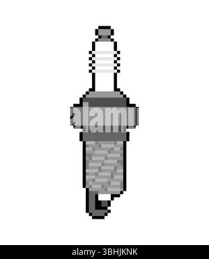 Spark plug pixel art. 8 bit Car accessory. pixelated Device for ...