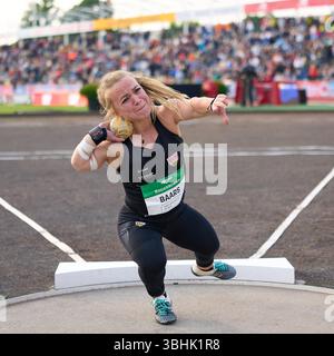 HENGELO - Lara Baars (Netherlands) in action in the shot put event for ...