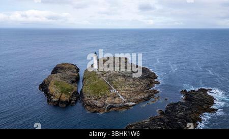 Aerial views of the remote Out Skerries islands off the east coast of ...