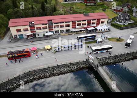 Aerial view of the cruise terminal at Olden in Western Norway Stock ...
