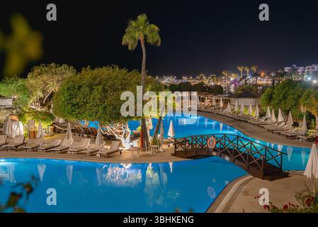Luxurious Resort in Cyprus at Night with Illuminated Pool Stock Photo ...