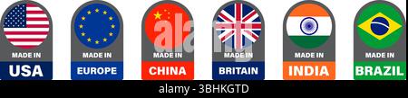 Made in. Stickers different countries icon set Stock Vector Image & Art ...