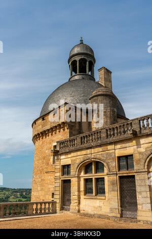 Magnificent renaissance castle with classical towers and domes creating ...