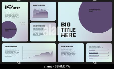 Business grid layout ui infographics template with data charts and ...