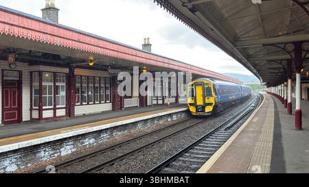 ScotRail passenger trains at Aviemore station, showcasing modern travel ...