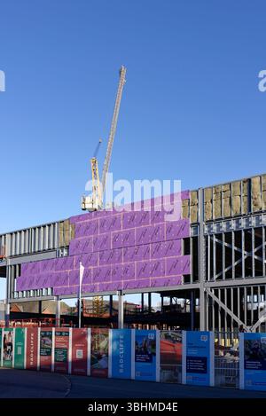 Steel skeleton frame with weather defence backing board, rockwool ...