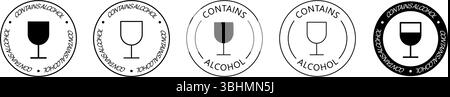 Alcohol contain icon for medication, cosmetic, food, candies. Wine ...