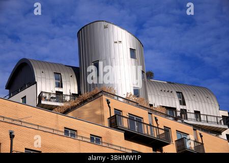 Modern newly built futuristic luxury residential flat apartments, stock ...