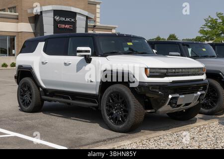Carmel - June 10, 2025: GMC Hummer EV 2X Pickup display. GMC offers the ...