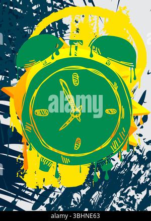 Alarm Clock graffiti. Abstract modern street art decoration performed ...