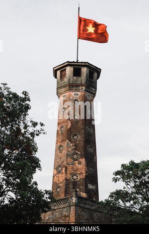 Hanoi flag tower with Vietnamese flag on top in Hanoi, Vietnam. It's ...