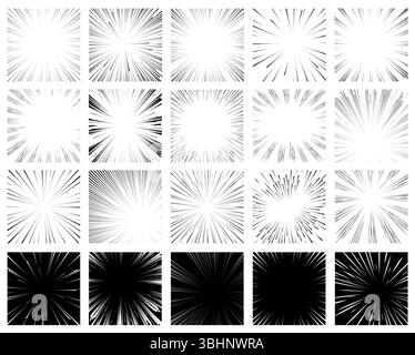 Set of frames for black manga book. Action, speed radial, horizontal ...