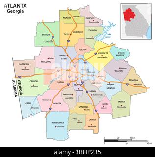 Atlanta, Georgia Metropolitan Road Map Detail: I-285 Perimeter and City ...