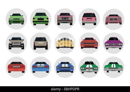 Car front view vector flat icon. Car parking cartoon front design shape ...