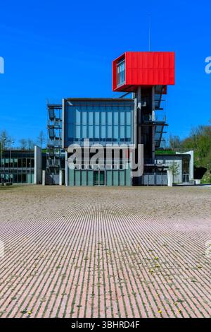 Tour Signal is a bright red, trapeziod-shaped building by architect ...