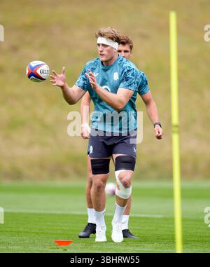 England's Alex Coles during a training session at Pennyhill Park ...