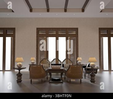 3d render study working room Stock Photo - Alamy