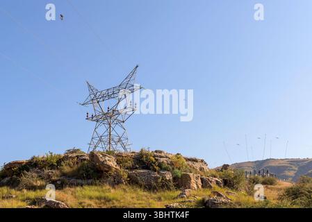 A delta type pylon on a power transmission line in the Western Cape ...
