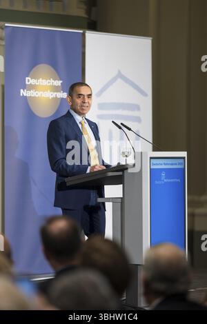 UGur sahin (founder of Biontech SE) gives an acceptance speech after ...