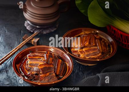chinese braised pork belly with mustard Stock Photo - Alamy