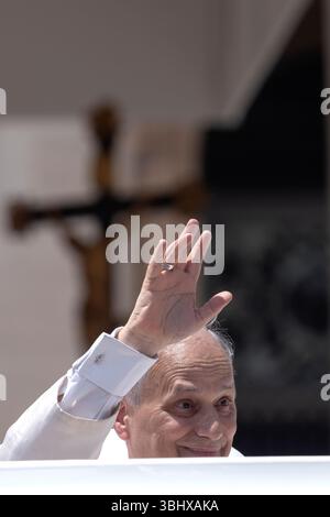 Pope Leo XIV leaves at the end of the Mass for the Jubilee of Sport in ...